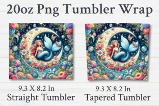 Magical Mermaid on Moon Tumbler Wrap Graphic by Art Zone · Creative Fabrica