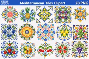 Mediterranean Tiles Clipart Graphic by WatercolorColorDream · Creative ...