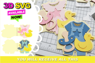 New Born Baby Card 3D SVG · Creative Fabrica