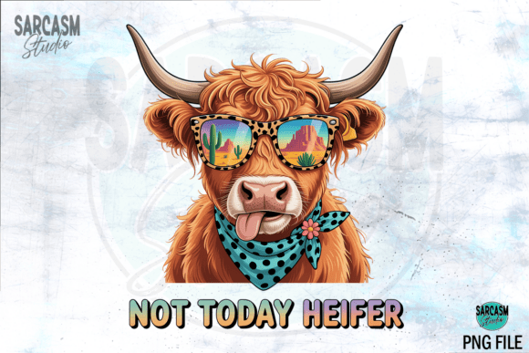 Not Today Heifer Funny Highland Cow PNG Graphic by Sarcasm Studio ...