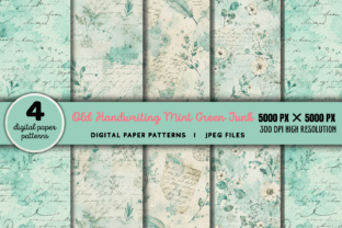 Old Handwriting Mint Green Junk Journal Graphic by Styled Stock Mock ...