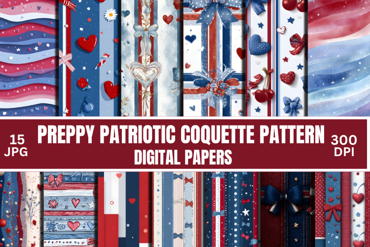 Patriotic Coquette Bows Seamless Pattern Graphic by Creative River ...