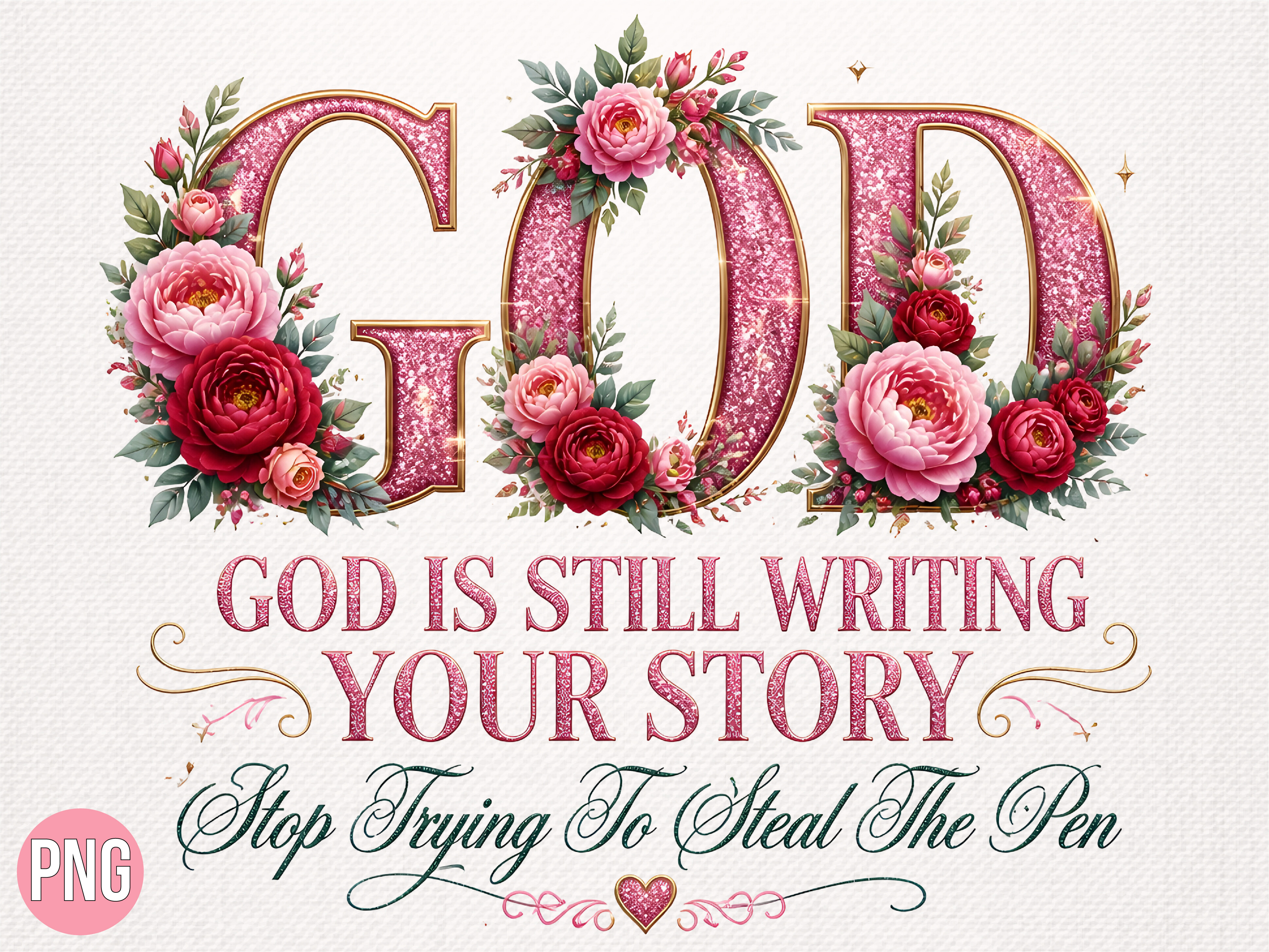 Pink Glitter God Writing Story PNG Graphic by MOO Digital · Creative ...