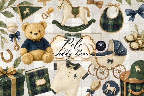 Polo Teddy Bear Baby Boy Clipart Graphic by BigCakeBee · Creative Fabrica