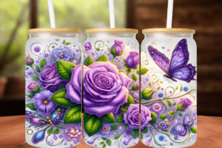 Purple Rose 16oz Tumbler Wrap PNG Graphic by shimuakter0786 · Creative ...