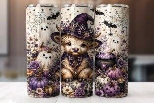Purple Witch Highland Cow Tumbler Wrap Graphic by RahatKDP · Creative ...