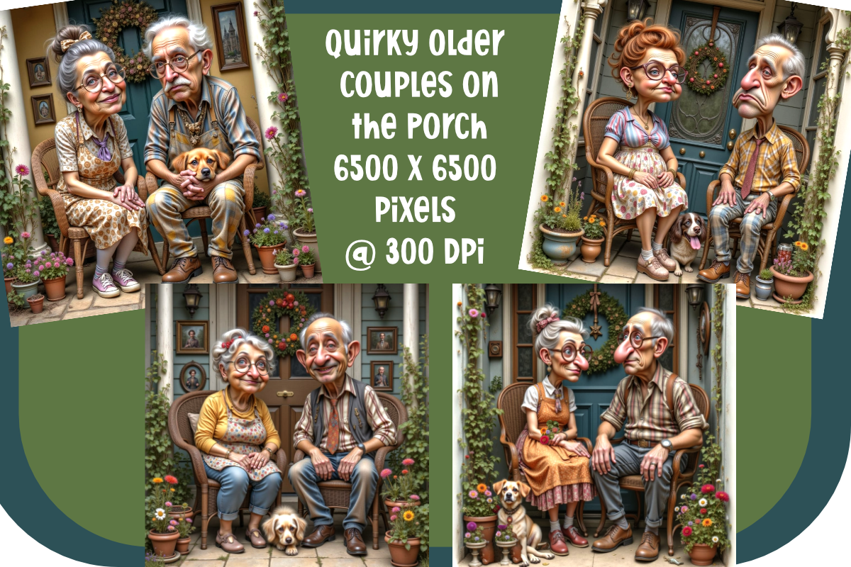 Quirky Grandma and Grandpa Couples Graphic by Annie's AI Art · Creative ...
