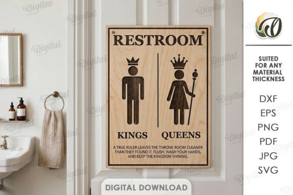 Restroom Sign Laser Cut. Toilet Sign SVG · Creative Fabrica