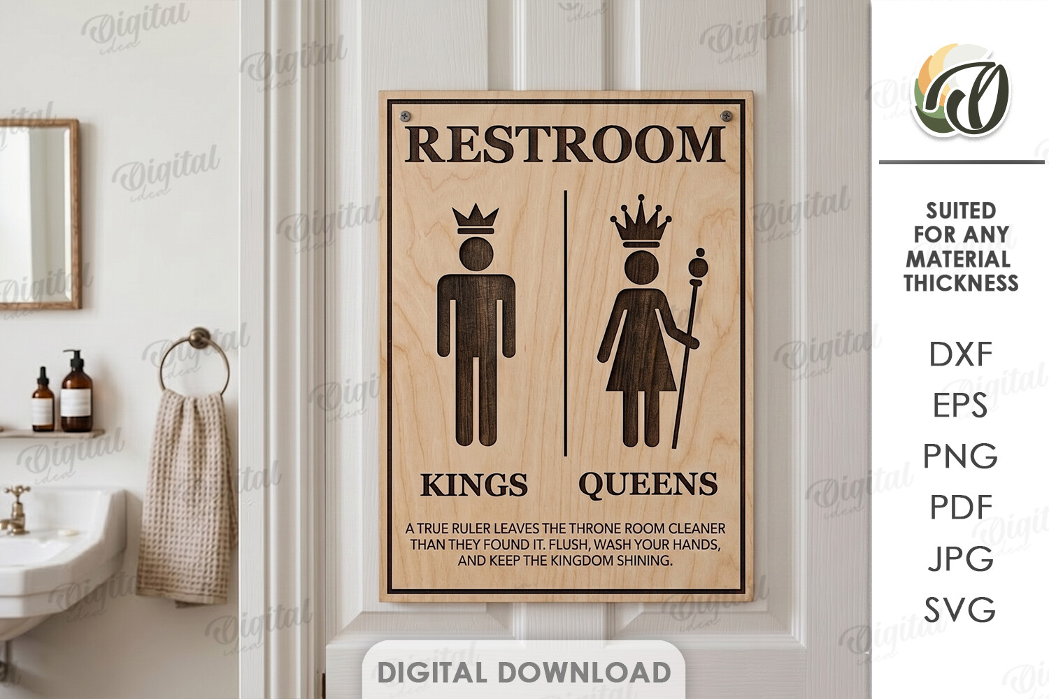 Restroom Sign Laser Cut. Toilet Sign SVG · Creative Fabrica