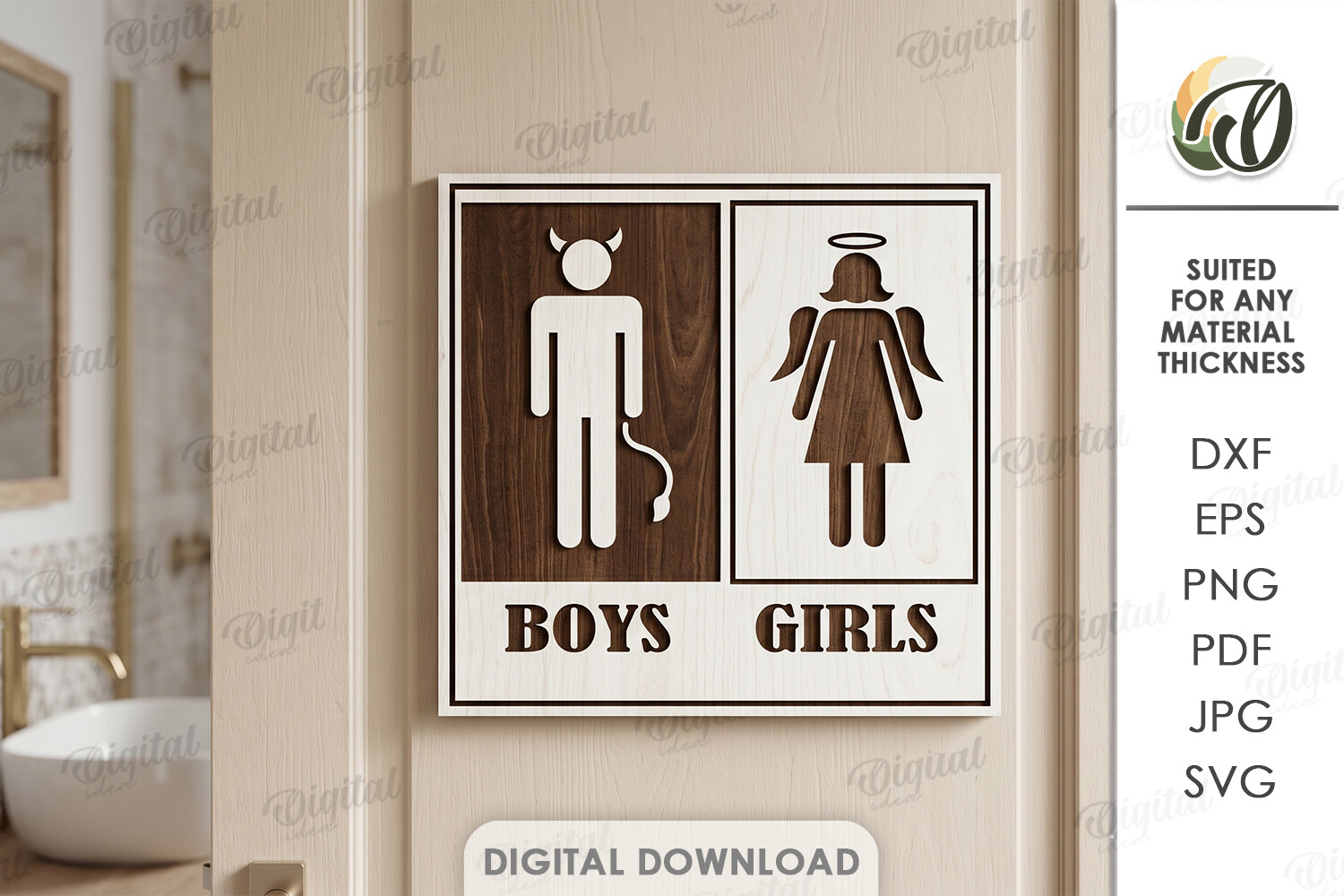 Restroom Sign Laser Cut. Toilet Sign SVG · Creative Fabrica