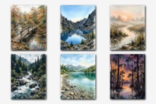 Retro Wilderness Fishing Backgrounds Graphic by Redsky Cat · Creative ...
