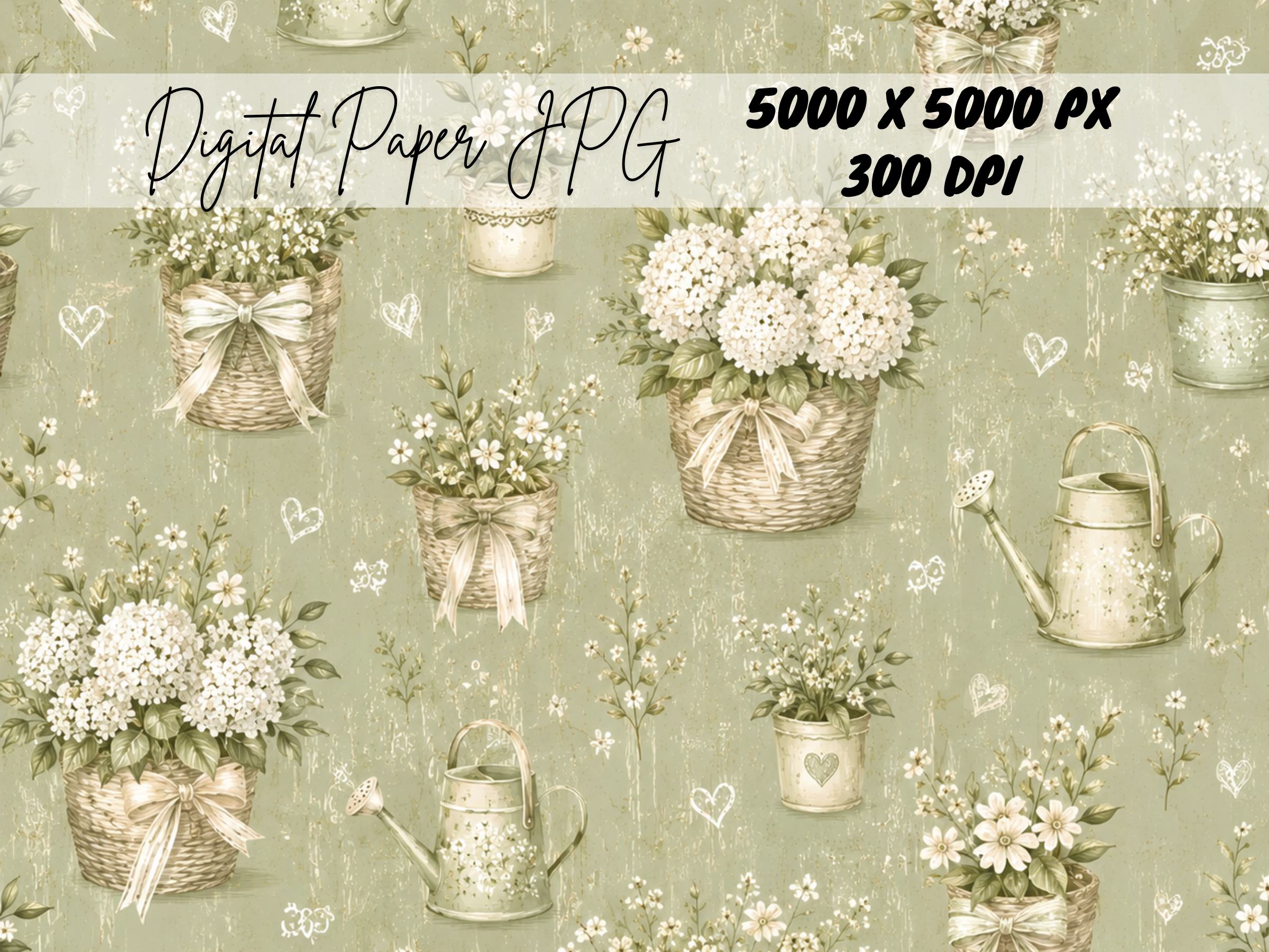Sage Green Vintage Floral Rose Pattern Graphic by SvgCuttingShop ...