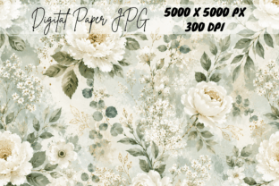 Sage Green Vintage Floral Rose Pattern Graphic by SvgCuttingShop ...