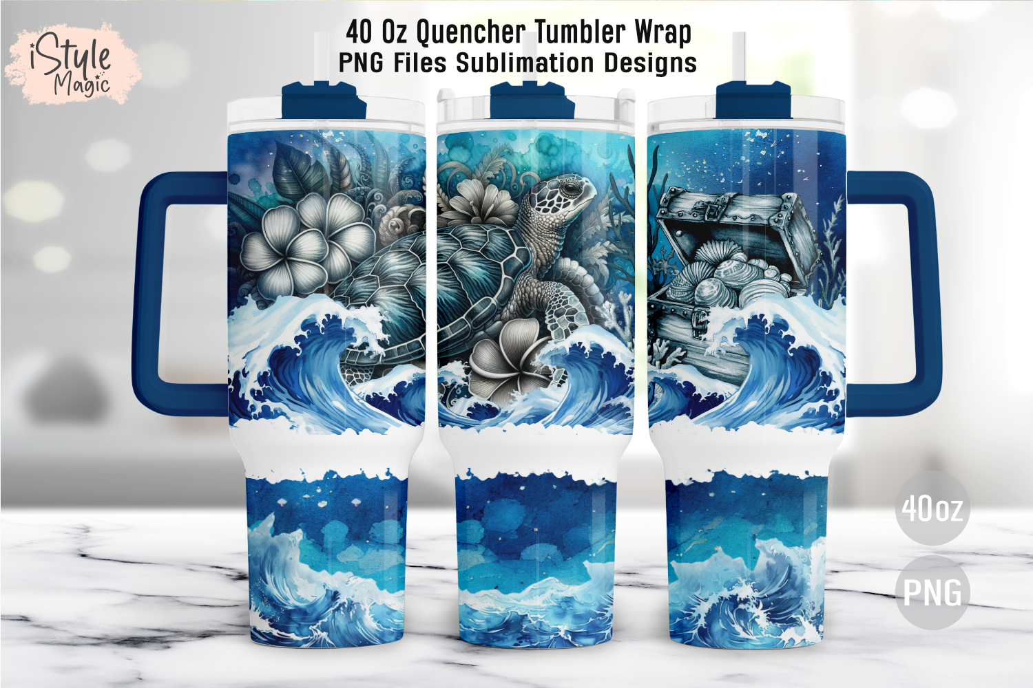 Sea Turtle Ocean Wave 40oz Tumbler Wrap Graphic by iStyleMagic ...