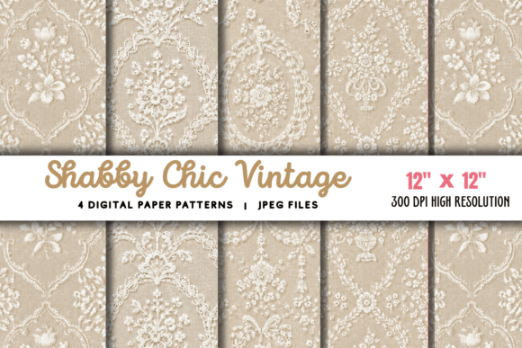 Shabby Chic Vintage Bridal White Pattern Graphic by Styled Stock Mock ...