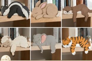 Sleepy Animal Bookshelf Sitter Bundle · Creative Fabrica