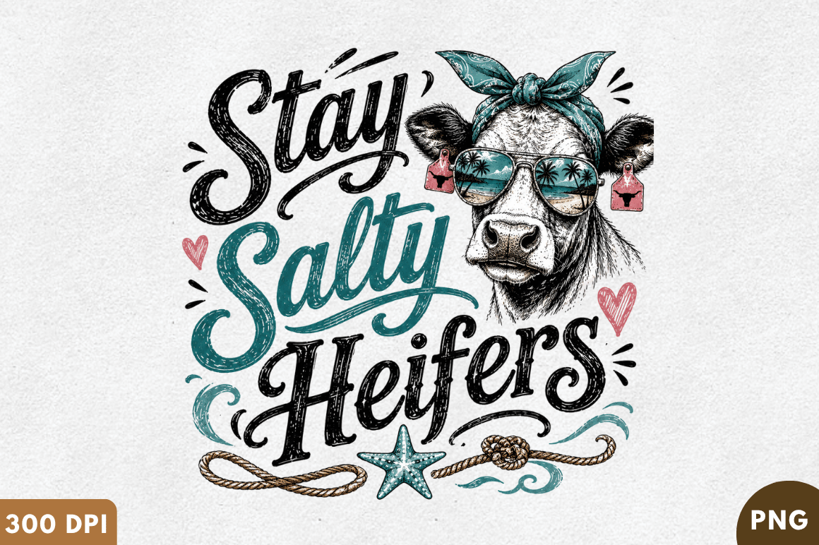 Stay Salty Heifers PNG T-Shirt Design Graphic by Craftoria · Creative ...