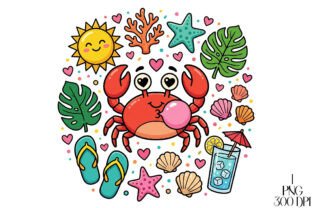 Summer Crab PNG, Tropical Vacation Beach Graphic by Digital Dreams ...