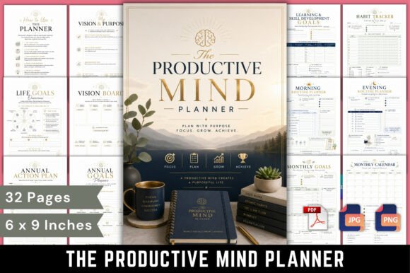 The PRODUCTIVE MIND PLANNER Graphic by Mahira Pro · Creative Fabrica