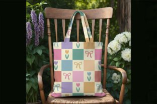 Tulip Floral Checkered Bow Pattern Paper Graphic by BB Art Designs ...