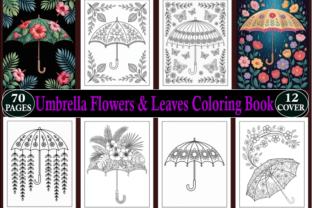 Umbrella Flowers & Leaves Coloring Book Graphic by NF Design Park BD ...