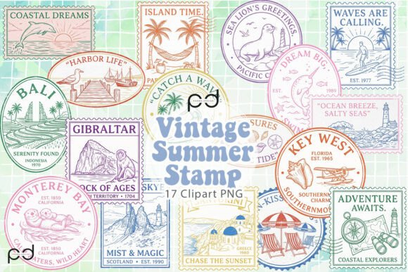 Vintage Summer Stamp PNG Graphics Graphic by Padma.Design · Creative ...