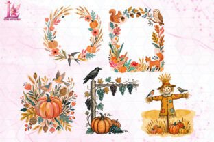 Watercolor Autumn Farm Clipart PNG Graphic by Little Lady Design ...