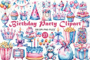 Watercolor Birthday Celebration Clipart Graphic by Designworld ...