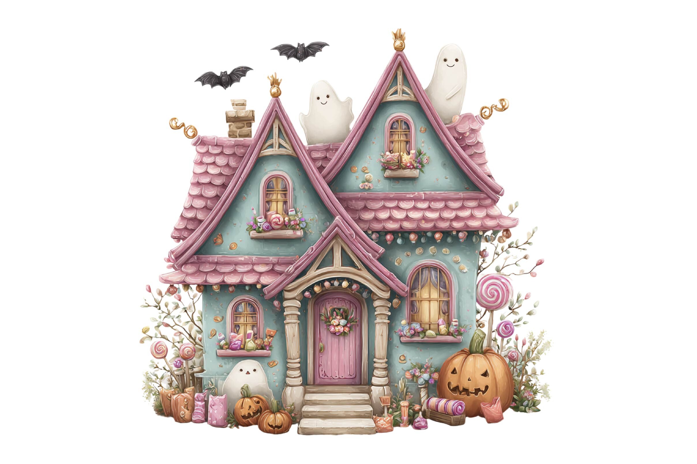 Watercolor Halloween House Clipart Graphic by bundle queen · Creative ...