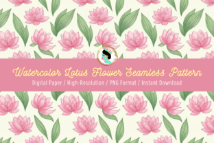 Watercolor Lotus Floral Seamless Pattern Graphic by Marrie Pauza ...