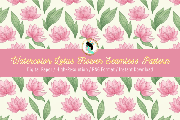 Watercolor Lotus Floral Seamless Pattern Graphic by Marrie Pauza ...