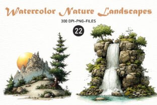Watercolor Nature Landscapes PNG Clipart Graphic by Designworld ...