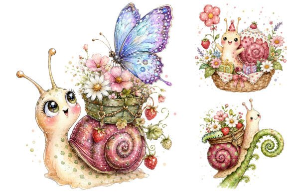 Whimsical Garden Snail Clipart Bundle Graphic by Aspect_Studio ...