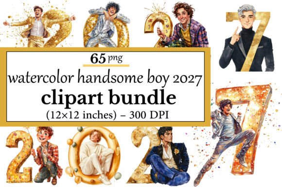 Handsome Boy 2027 Watercolor Clipart Bun Graphic by graphic point ...