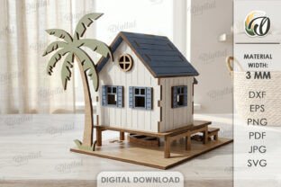 3D Beach House Laser Cut · Creative Fabrica