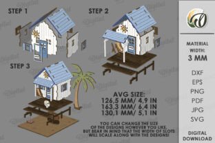 3D Beach House Laser Cut · Creative Fabrica