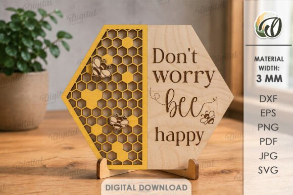 3D Bee Stand Decor Laser Cut · Creative Fabrica