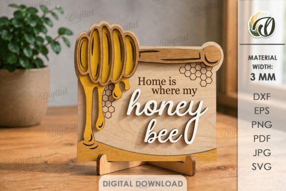 3D Bee Stand Decor Laser Cut · Creative Fabrica