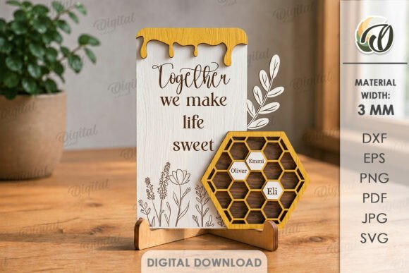 3D Bee Stand Decor Laser Cut · Creative Fabrica