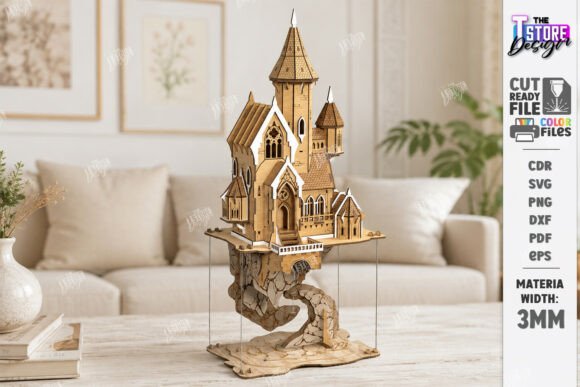 3D Layered Flying Castle Laser Cut | CNC · Creative Fabrica