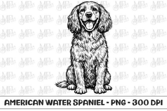 American Water Spaniel Dog Sketch PNG Graphic by MoxiFikaDesignCo ...