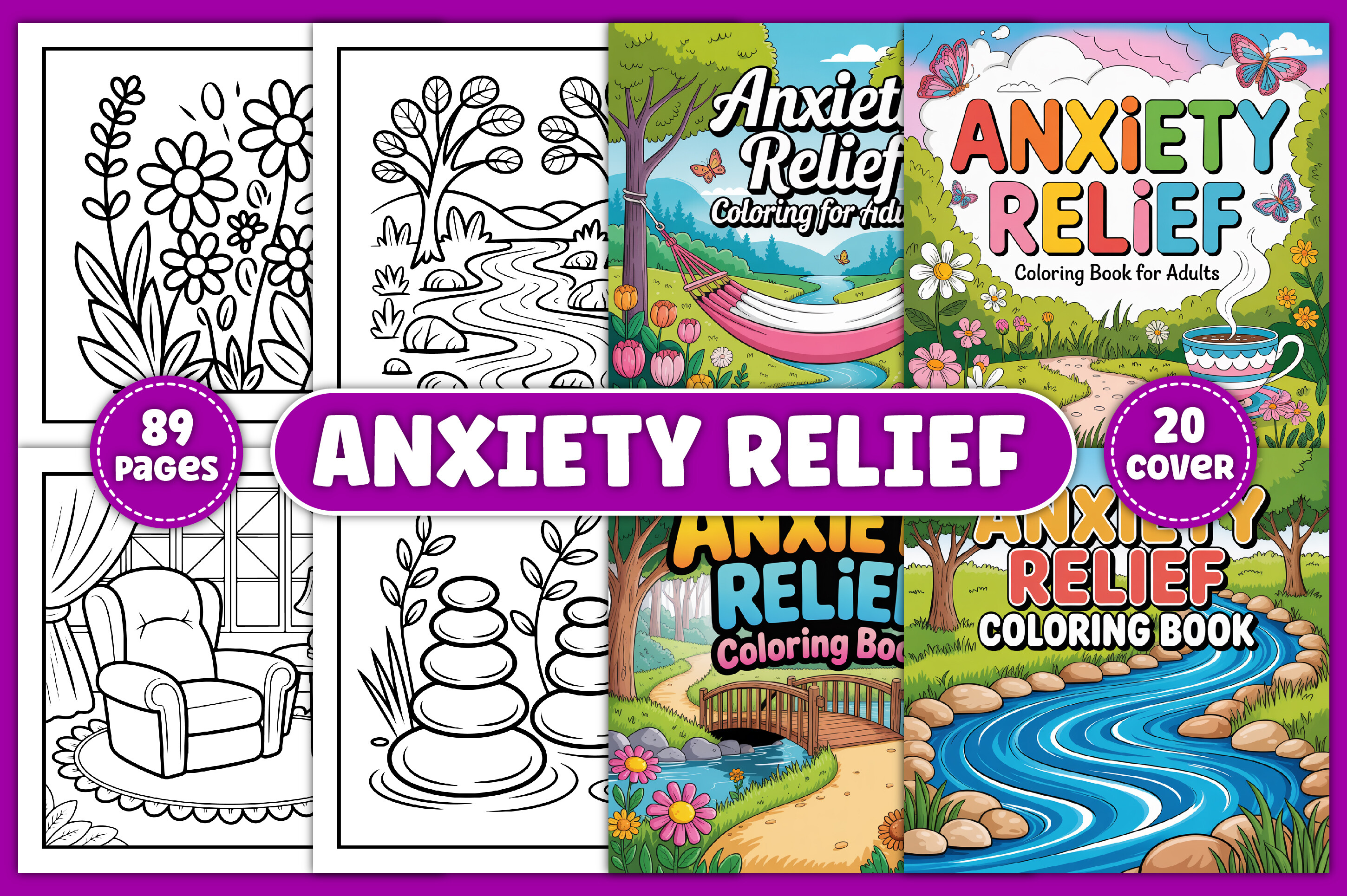 Anxiety Relief Coloring Pages for Adults Graphic by FuN ArT · Creative ...