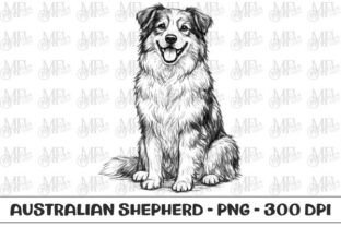 Australian Shepherd Dog Sketch PNG Graphic by MoxiFikaDesignCo ...