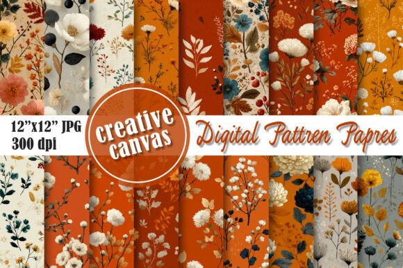 Autumn Botanical Digital Paper Bundle Graphic by Creative Canvas ...
