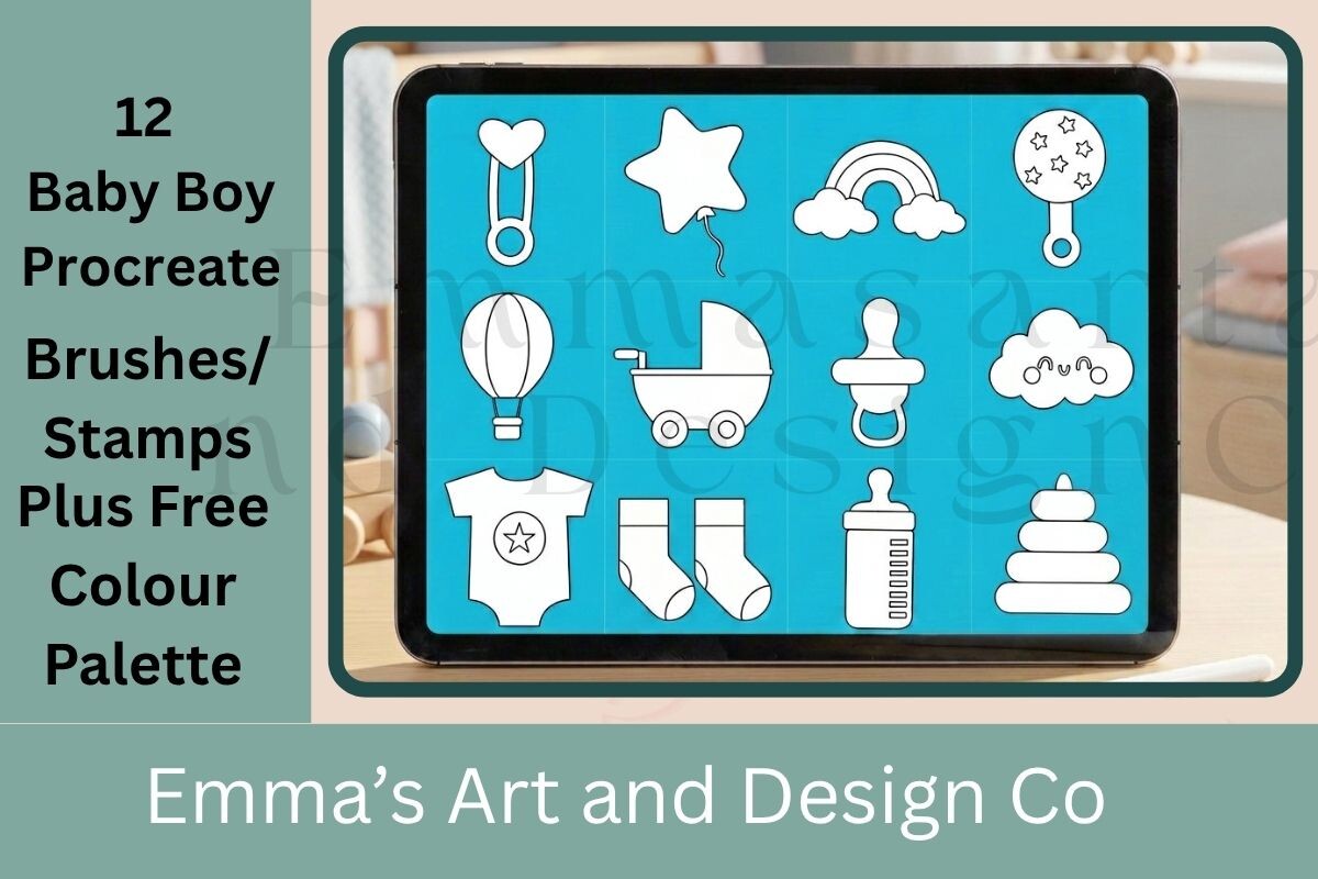 Baby Procreate Stamp Bundle Graphic by Emma's Art & Design Co ...