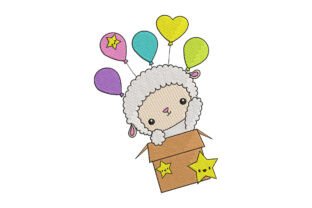 Baby Sheep Flying on Balloons · Creative Fabrica