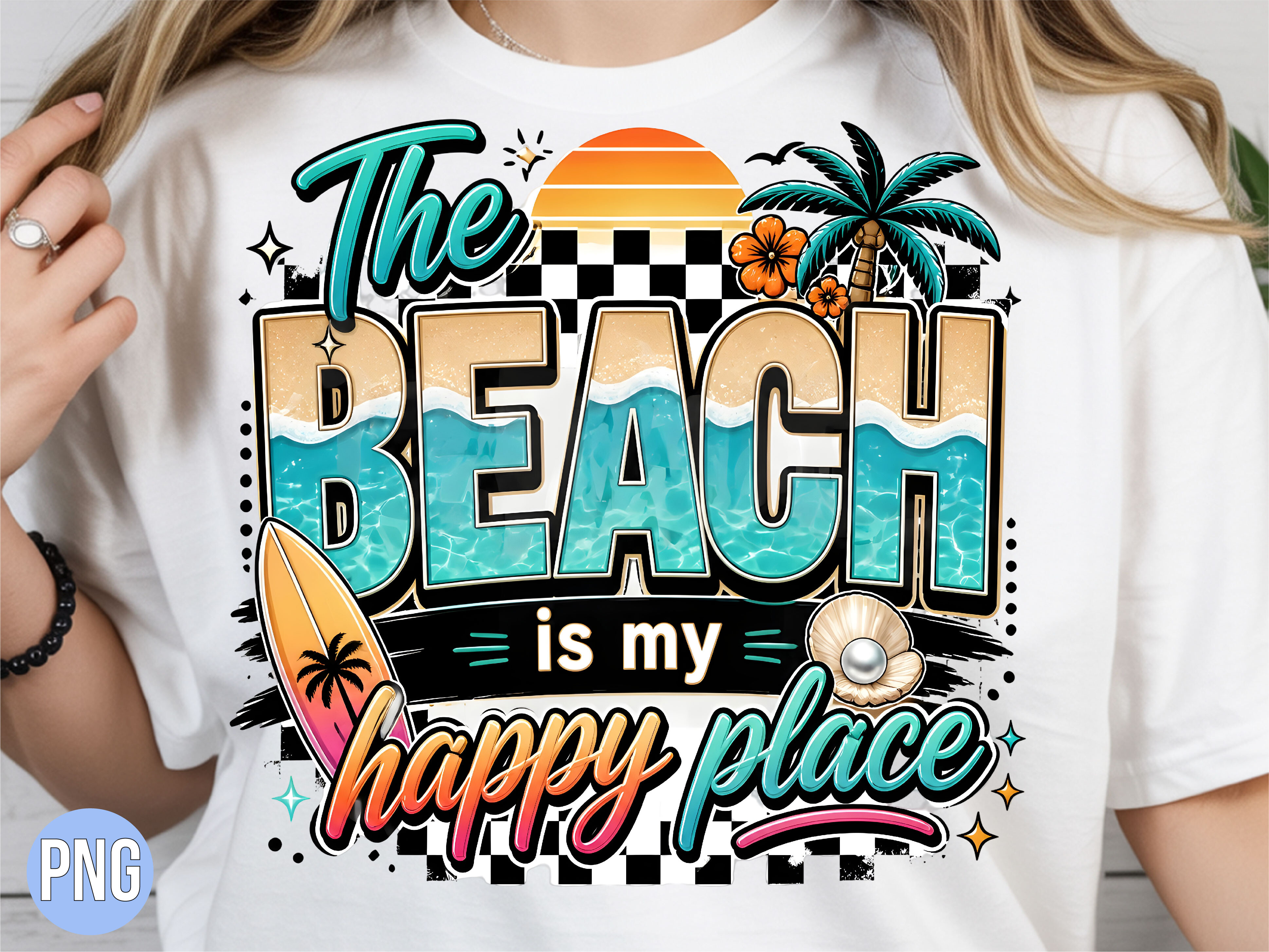 Beach is My Happy Place PNG T-Shirt Graphic by MAMA MOO · Creative Fabrica