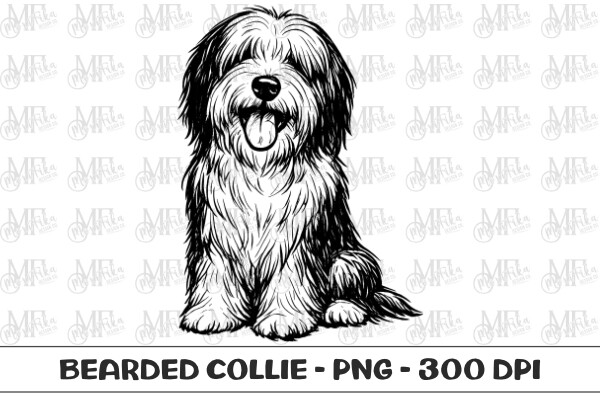 Bearded Collie Dog Sketch PNG Graphic by MoxiFikaDesignCo · Creative ...