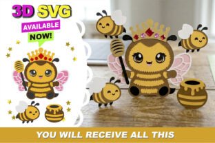 Bee Queen Honey 3D SVG · Creative Fabrica