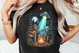 Bigfoot Alien Ufo Campfire Night Graphic by gregoraciiart · Creative ...
